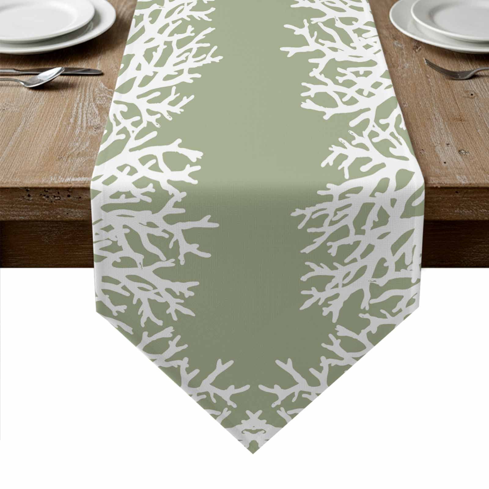 Coastal Coral Table Runner Linen Burlap Table Runner 72 Inches Long ...