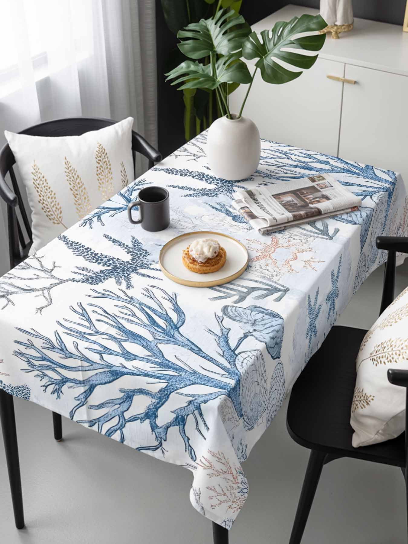 Coastal Coral Tablecloth Rectangle Table Cloth 60x120, Waterproof ...