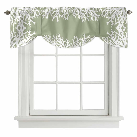 Coastal Coral Tie Up Valance Curtains for Windows, Kitchen Curtains ...