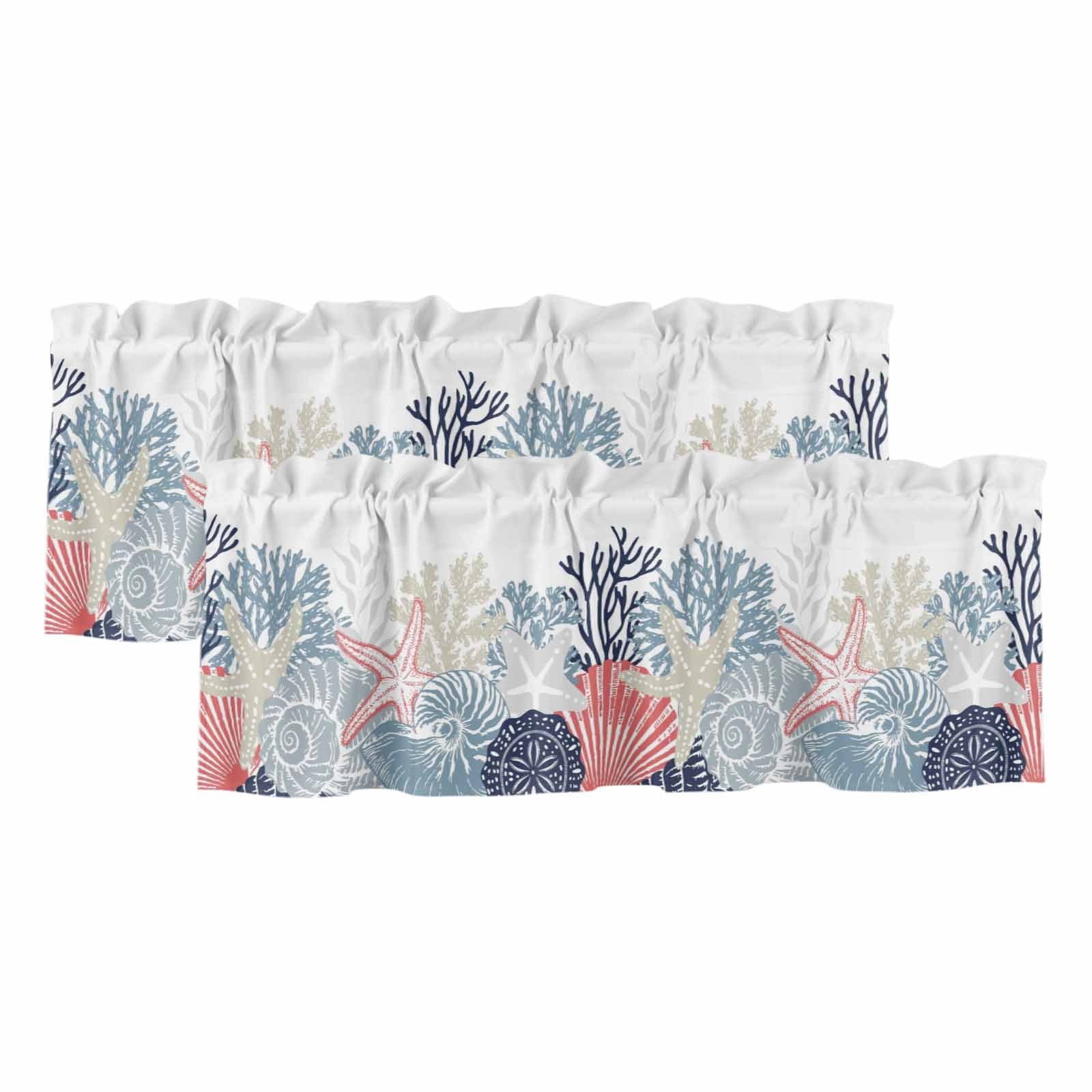 Coastal Coral Valances for Windows, Decorative Rod Pocket Window ...
