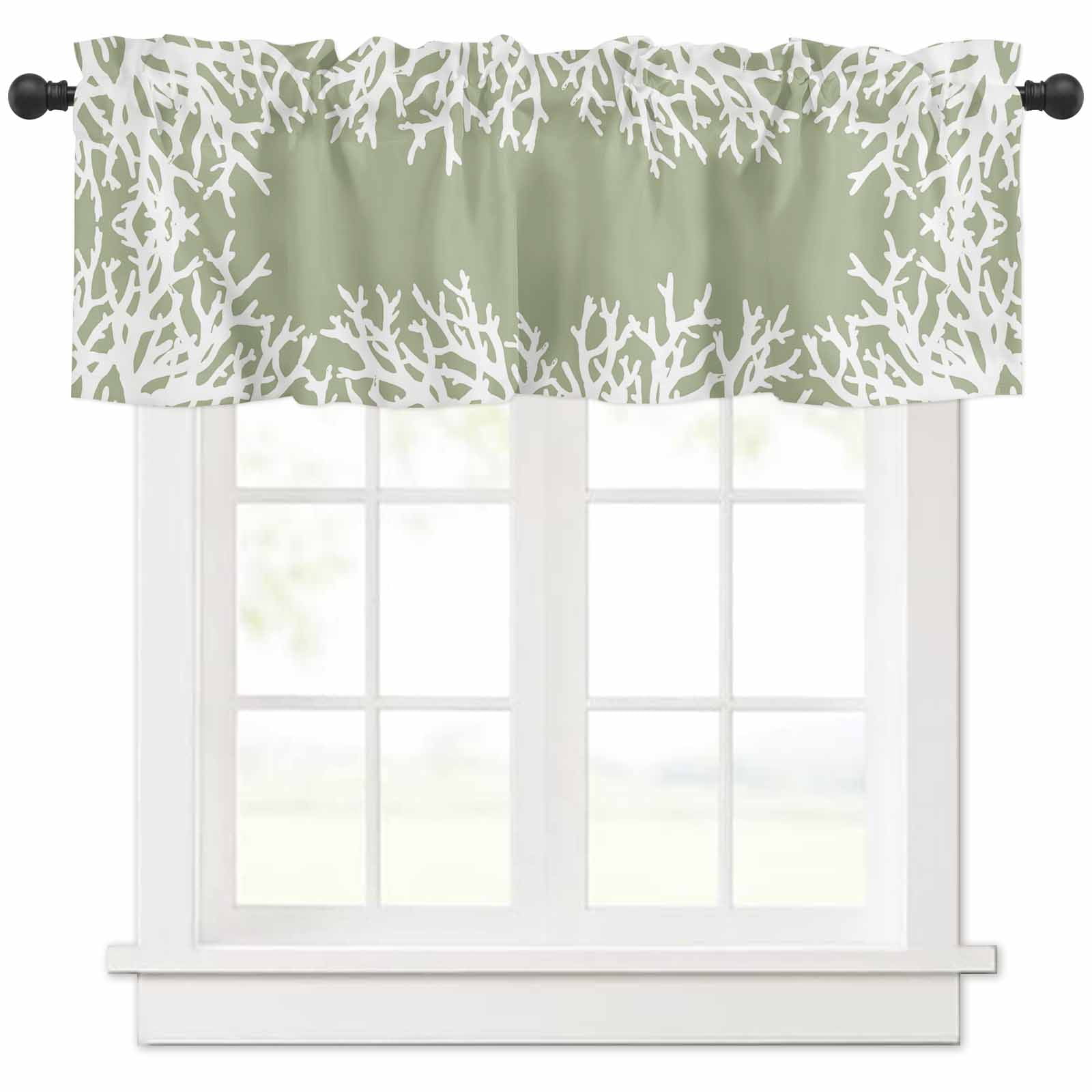 Coastal Coral Valances for Windows Farmhouse Kitchen Curtains Valances ...