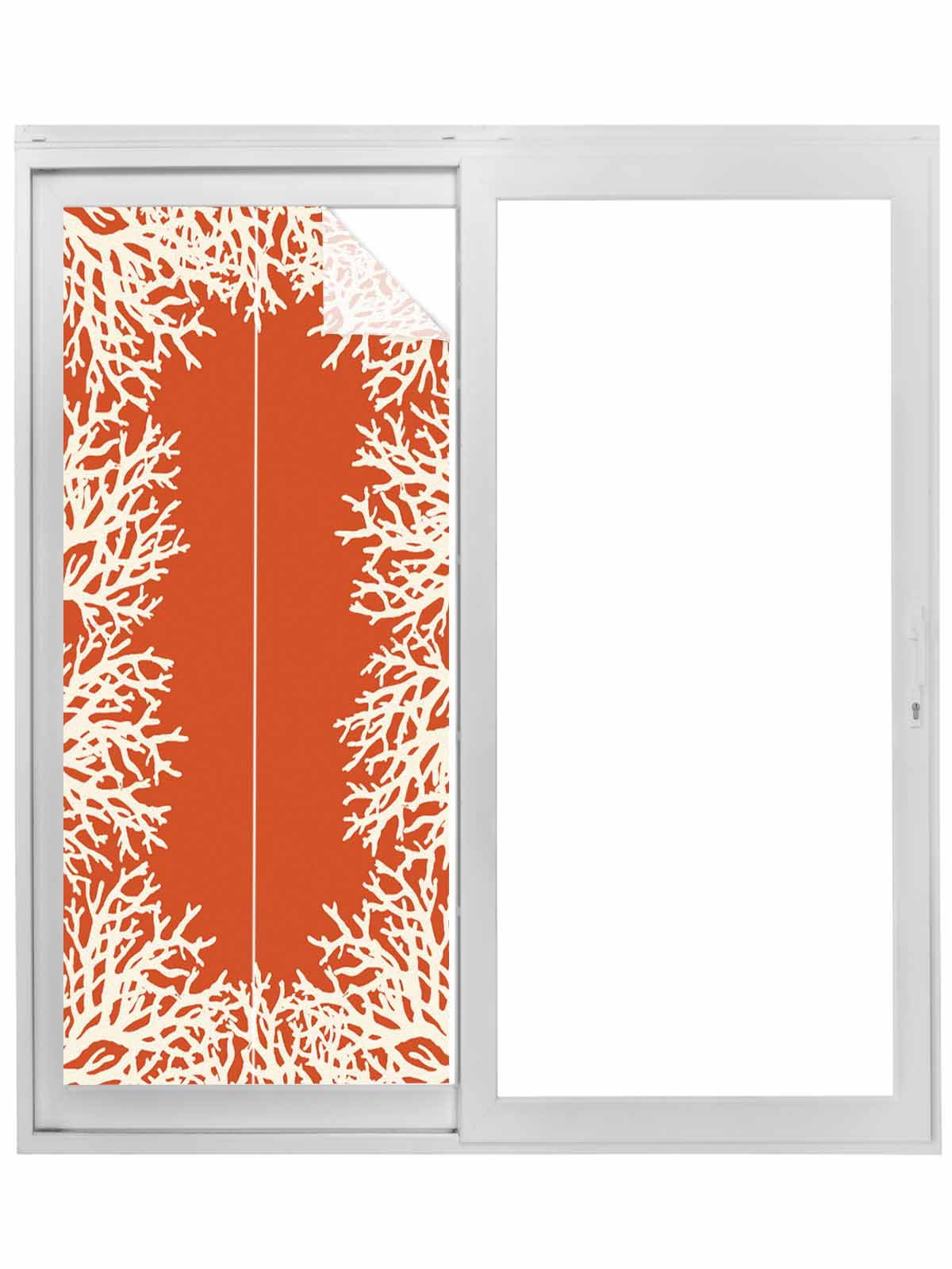 Coastal Coral Window Privacy Film, Orange White Ocean Marine Nautical ...