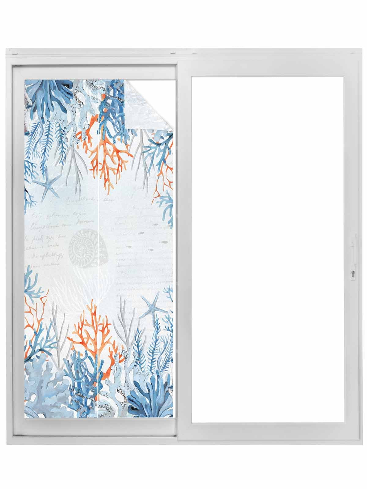 Coastal Coral Window Privacy Film Stained Glass Window Film Decorative ...