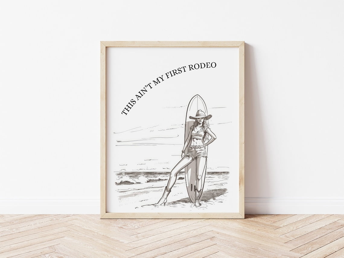 Coastal Cowgirl Art Surfboard Wall Surfer Girl Beach House Decor Summer ...