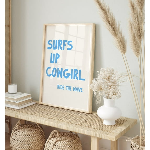 Coastal Cowgirl Beach Poster Blue Coastal Wall Art Beach Typography ...