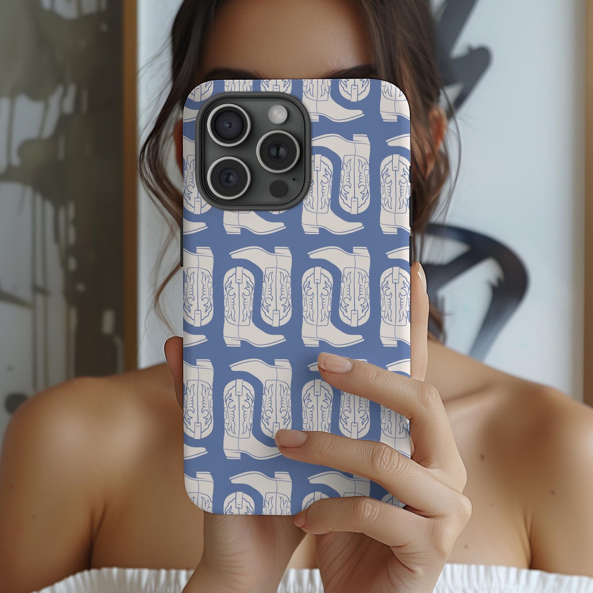 Coastal Cowgirl Blue Western Cowboy Boot Phone Case 17 16 15 14 13 12 ...
