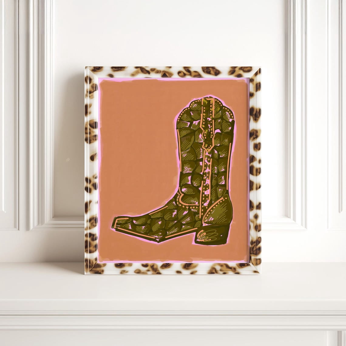 Coastal Cowgirl Boot Art Poster Modern Southern Decor, Unframed Paper ...