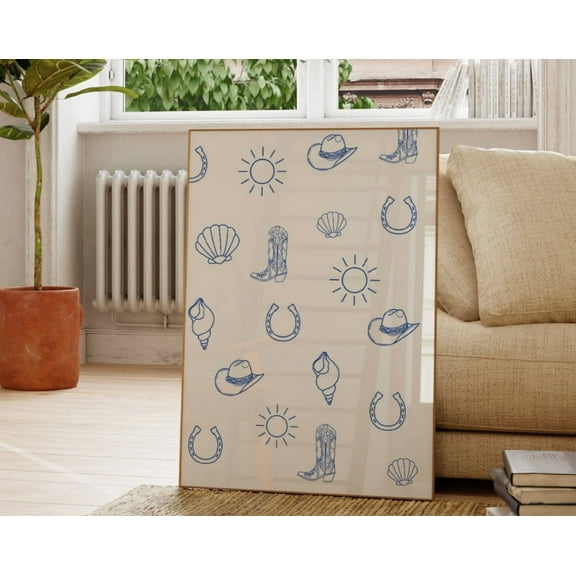 Coastal Cliff Landscape, Rustic Seaside Wall Art, Neutral Autumn Poster ...