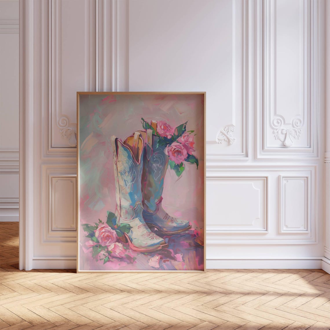 Coastal Cowgirl Floral Boots Print, Coquette Boot Poster, Hydrangea ...