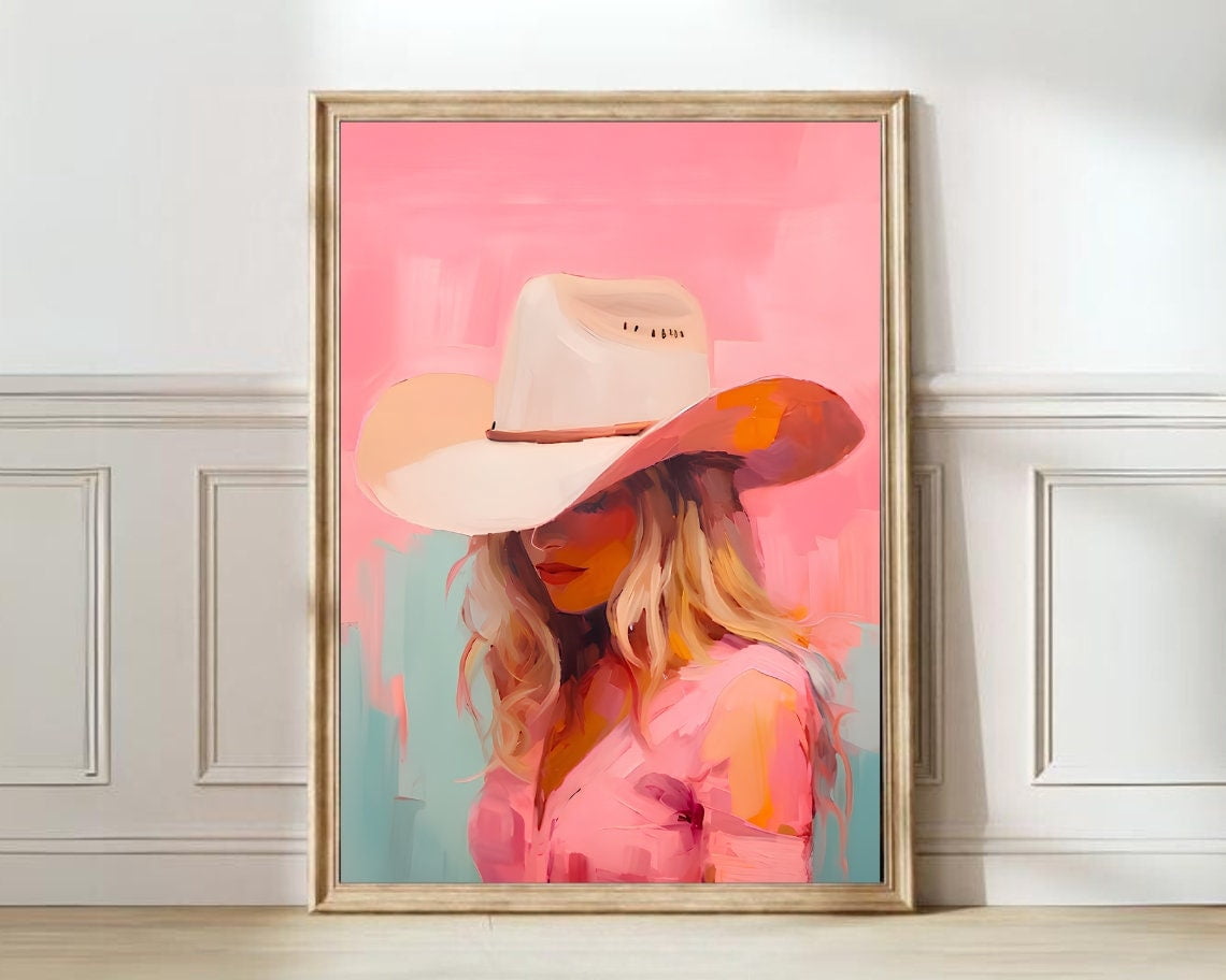 Coastal Cowgirl Painting Print Western Coquette Barbie Cowgirl ...