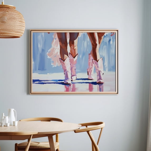 Coastal Cowgirl Pink Boots Wall Art Preppy Western Decor, Unframed ...