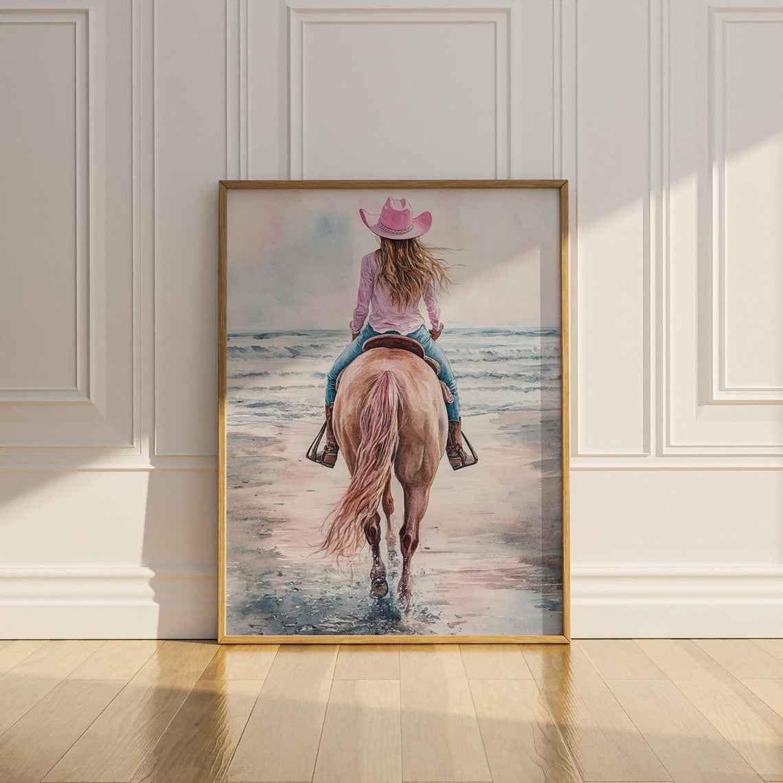 Coastal Cowgirl Poster Print Wall Art Horse Riding Beach Wall Decor ...