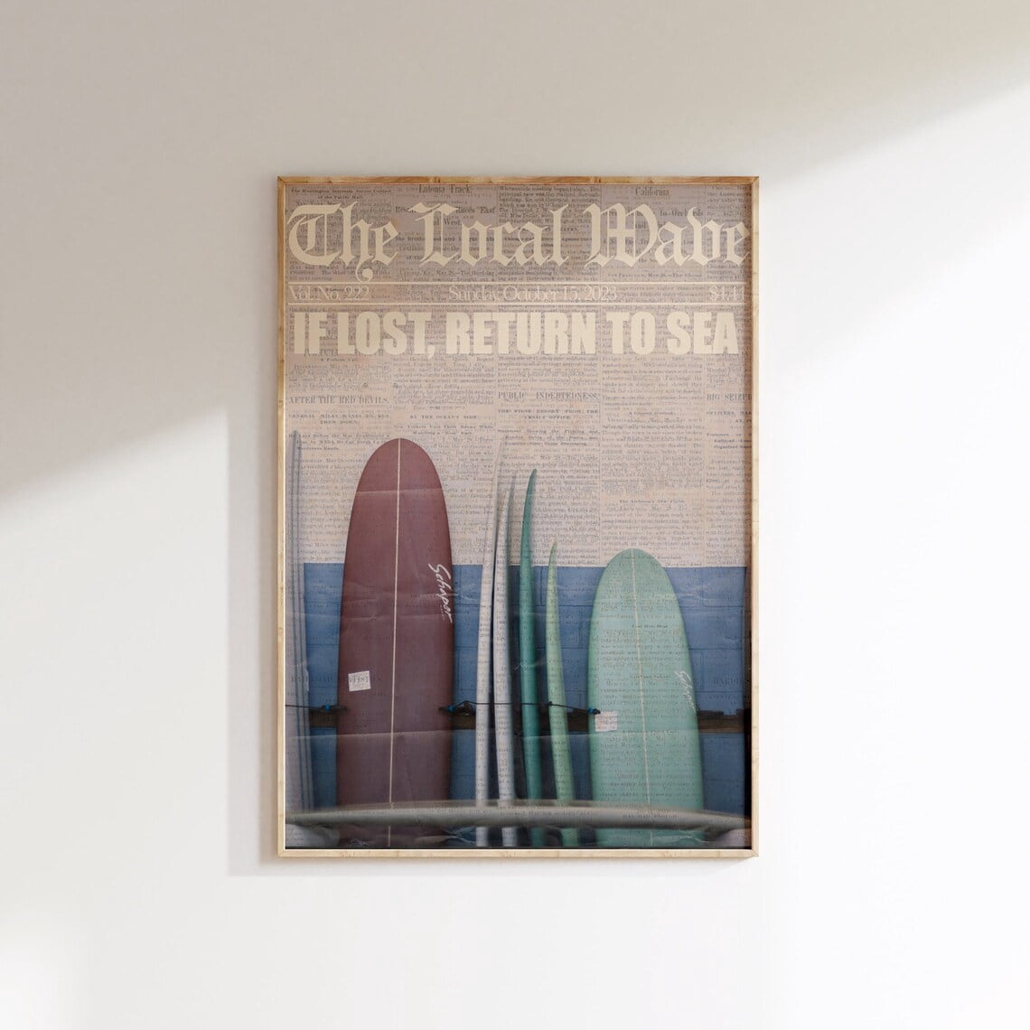 Coastal Cowgirl Surfboard Newspaper Print Trendy Western Wall Art ...