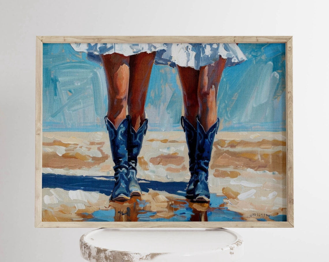 Coastal Cowgirl Western Artwork, Western Art Beach Print Vintage Wall ...