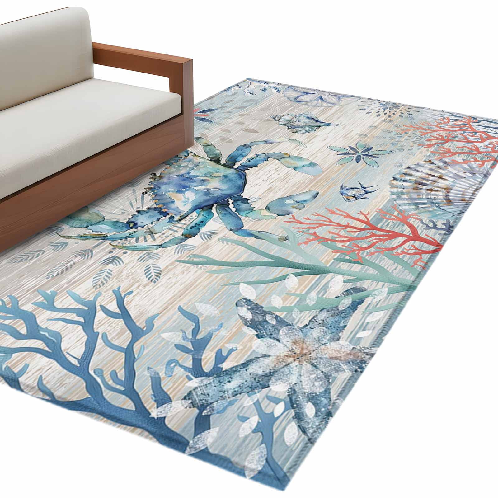 Coastal Crab Large Area Rugs for Bedroom Living Room, Soft Non Slip ...