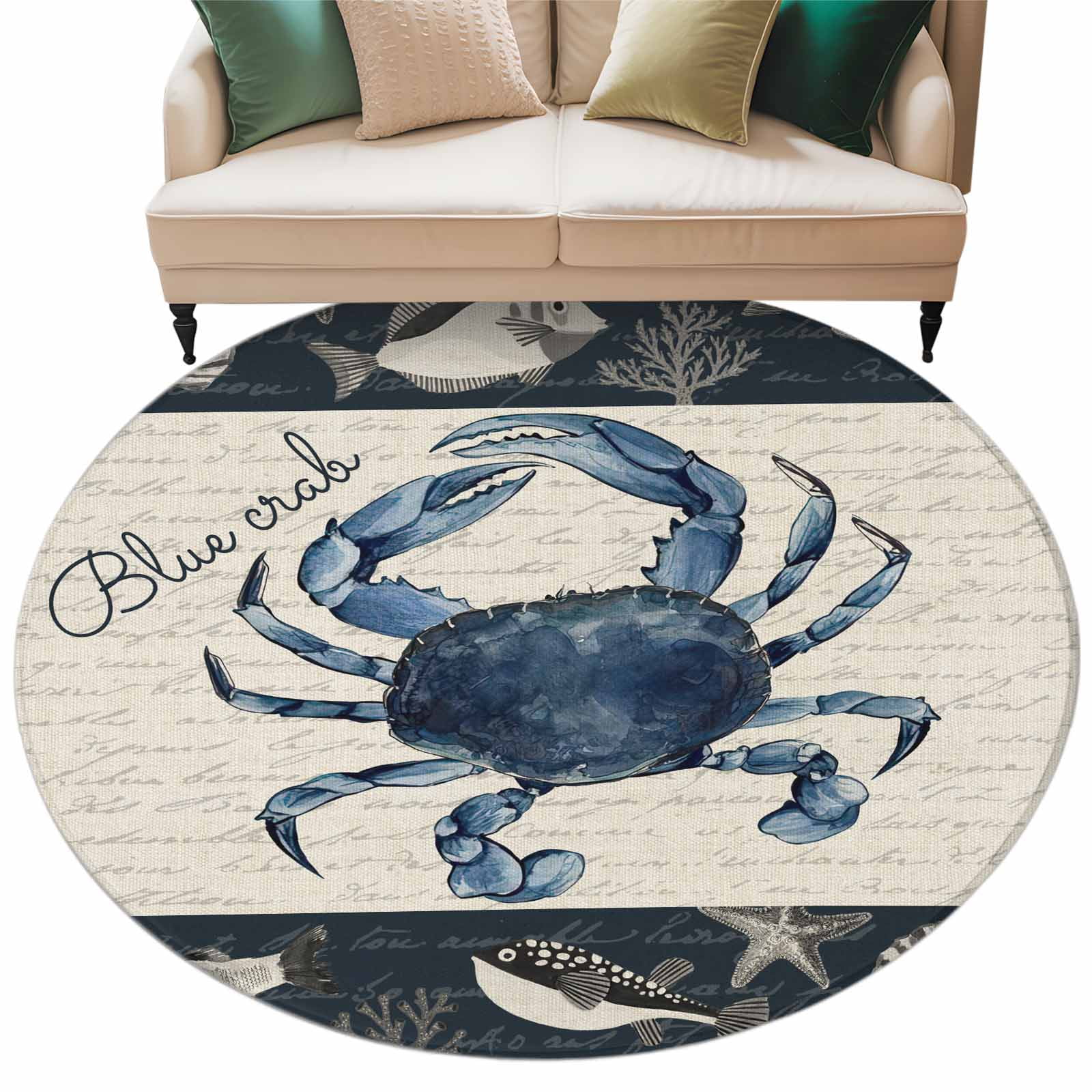 Coastal Crab Large Area Rugs for Bedroom Living Room, Soft Non Slip ...