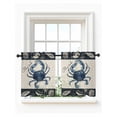 Coastal Crab Tier Curtains 24 Inch Length,Sheer Curtains for Bedroom ...