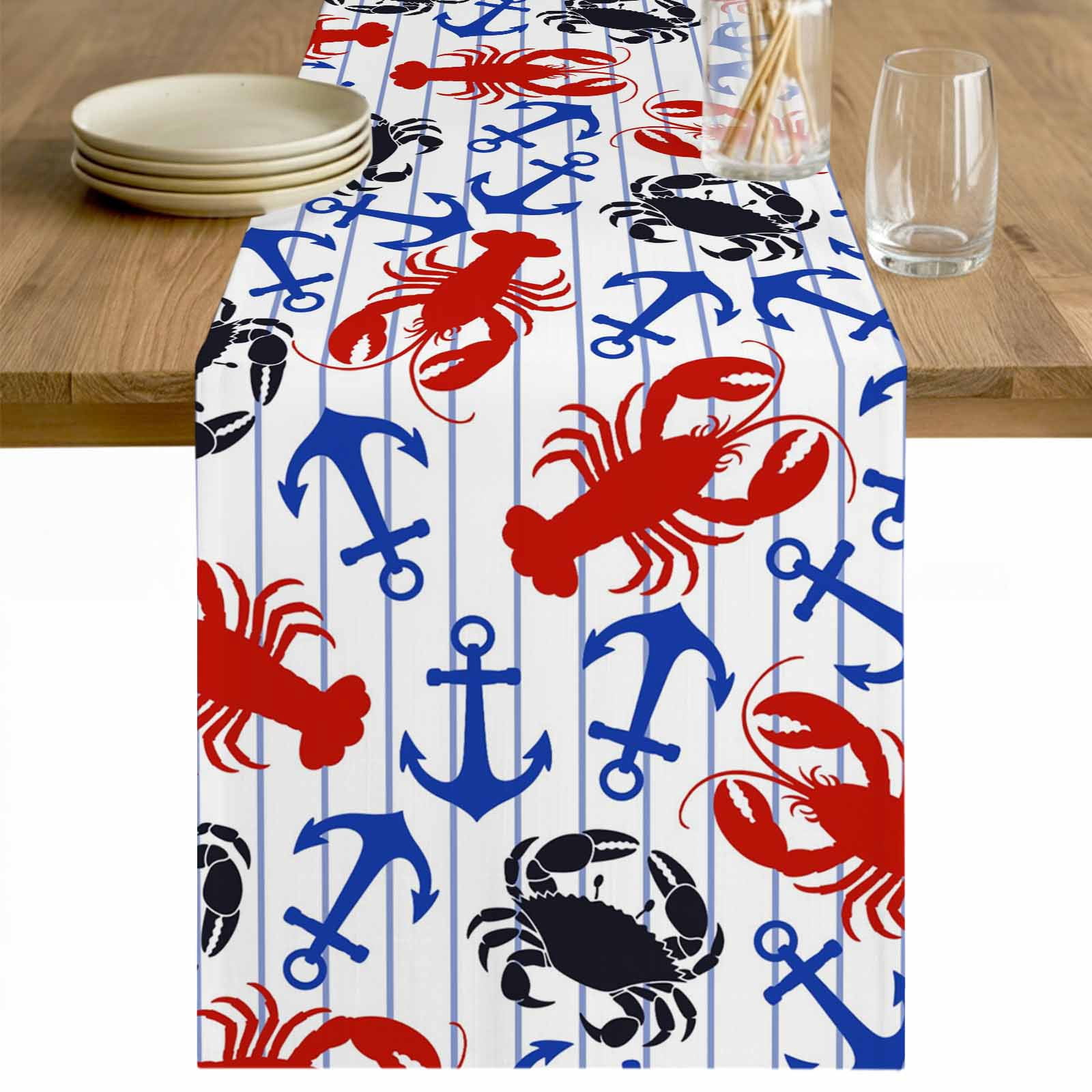 Coastal Crabs Table Runner 120 Inches Long Farmhouse Dress Scarves ...