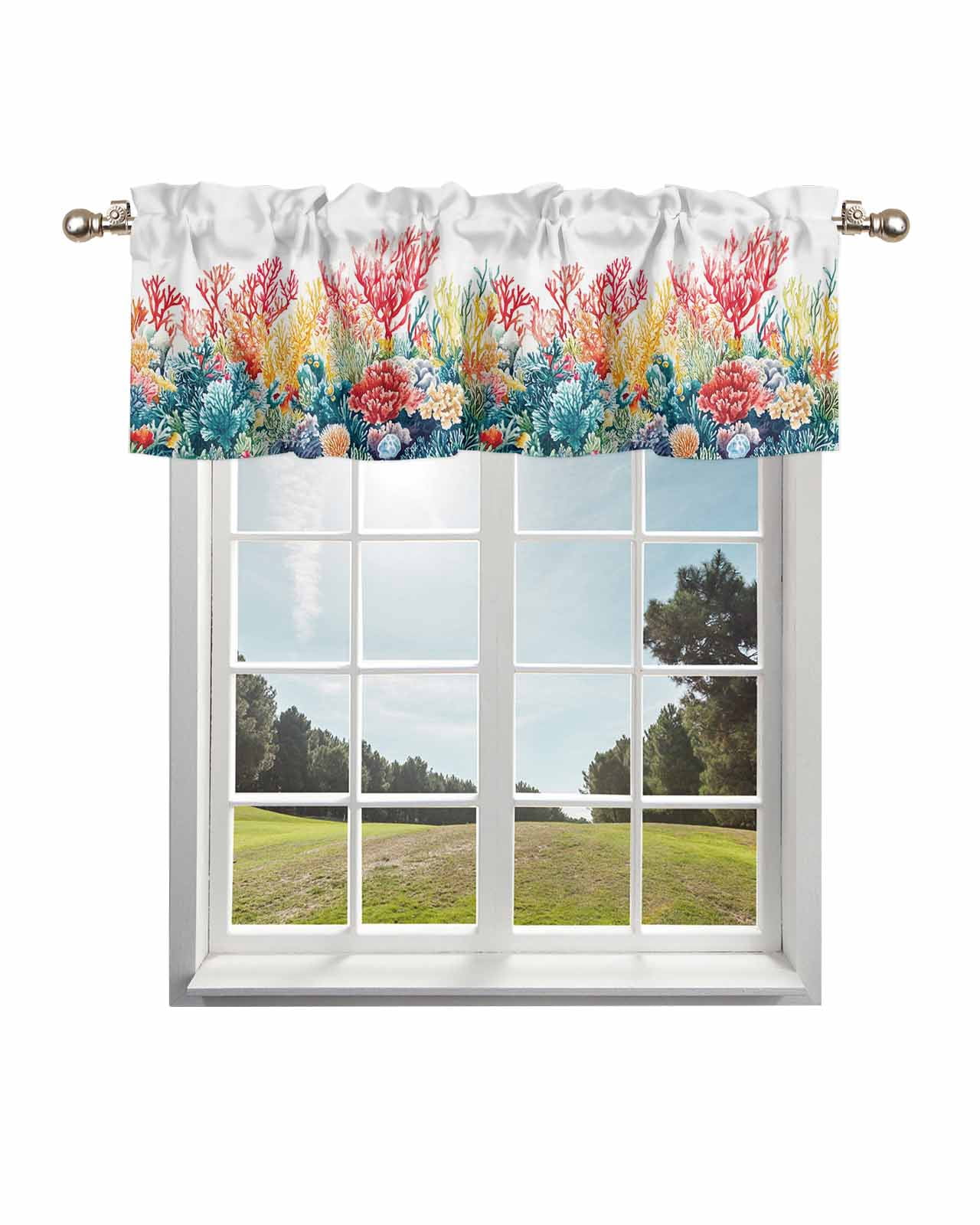 Coastal Curtain Valance for Windows/Living Room/Kitchen/Bathroom/Café ...