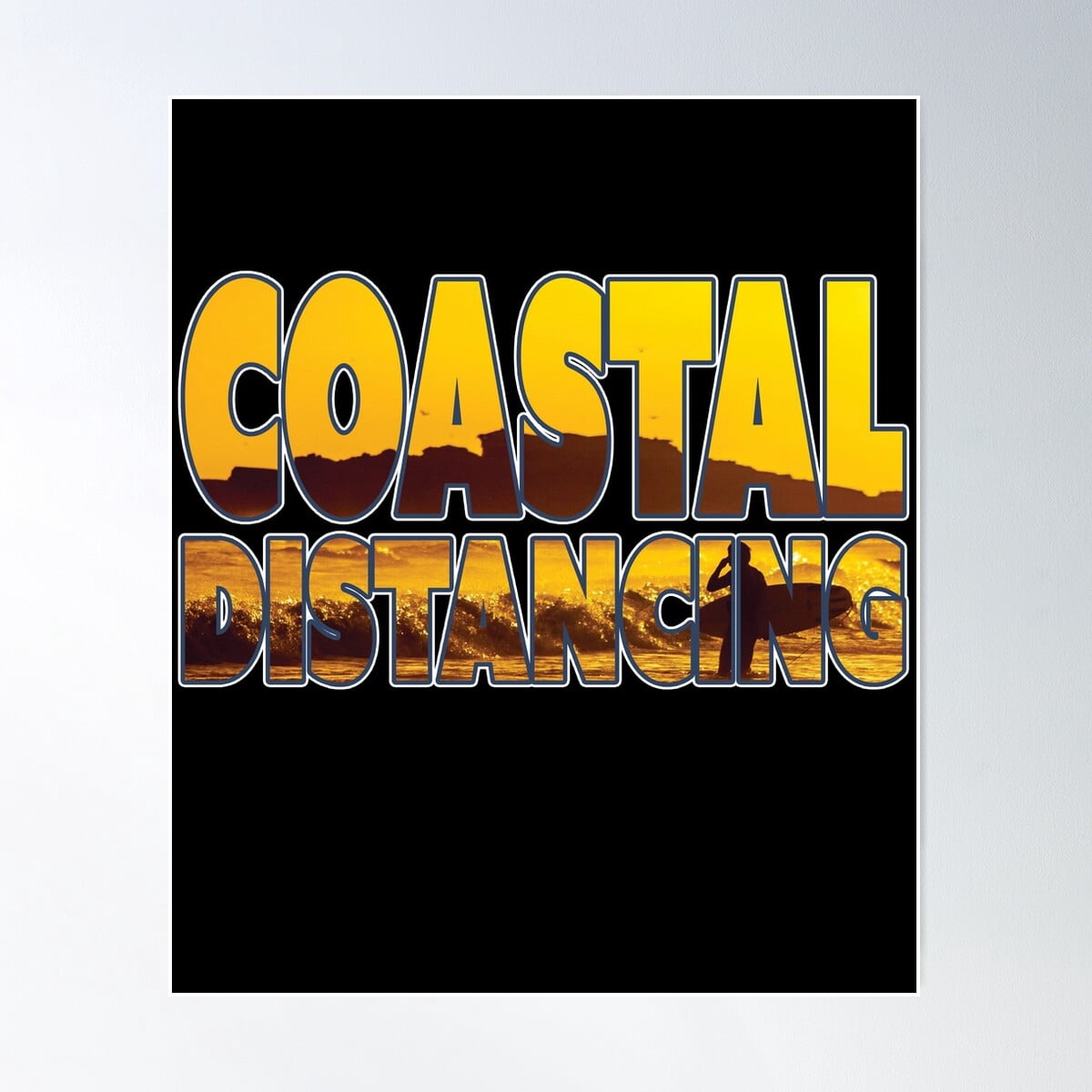Coastal Distancing - Retro Classic Beach Sunset And Surfer - Social ...