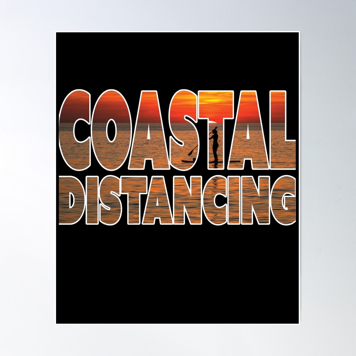 Coastal Distancing - Retro Classic Sunset Paddle Boarder - Social ...