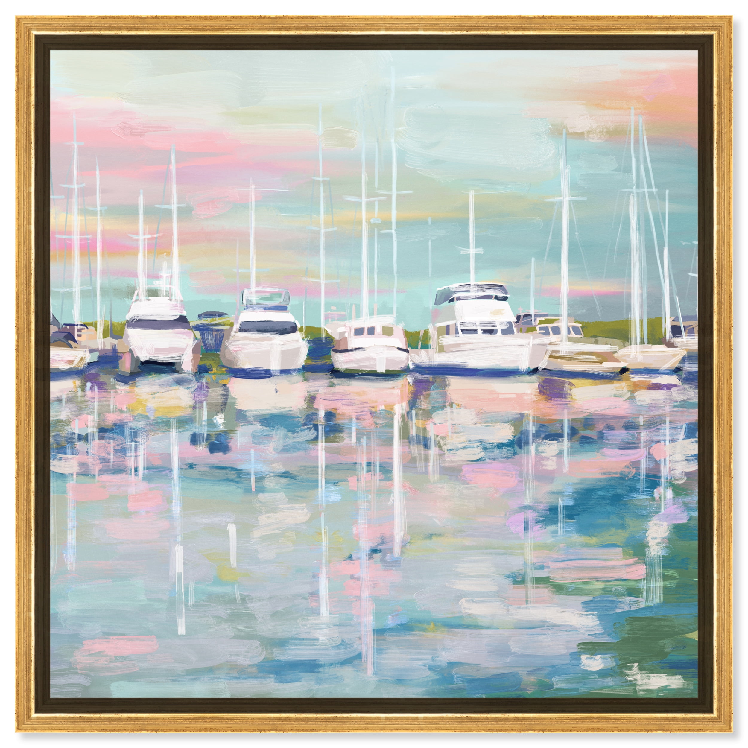Coastal Dock Sailing Wall Art Canvas Wall Art by Art Remedy, Gold ...