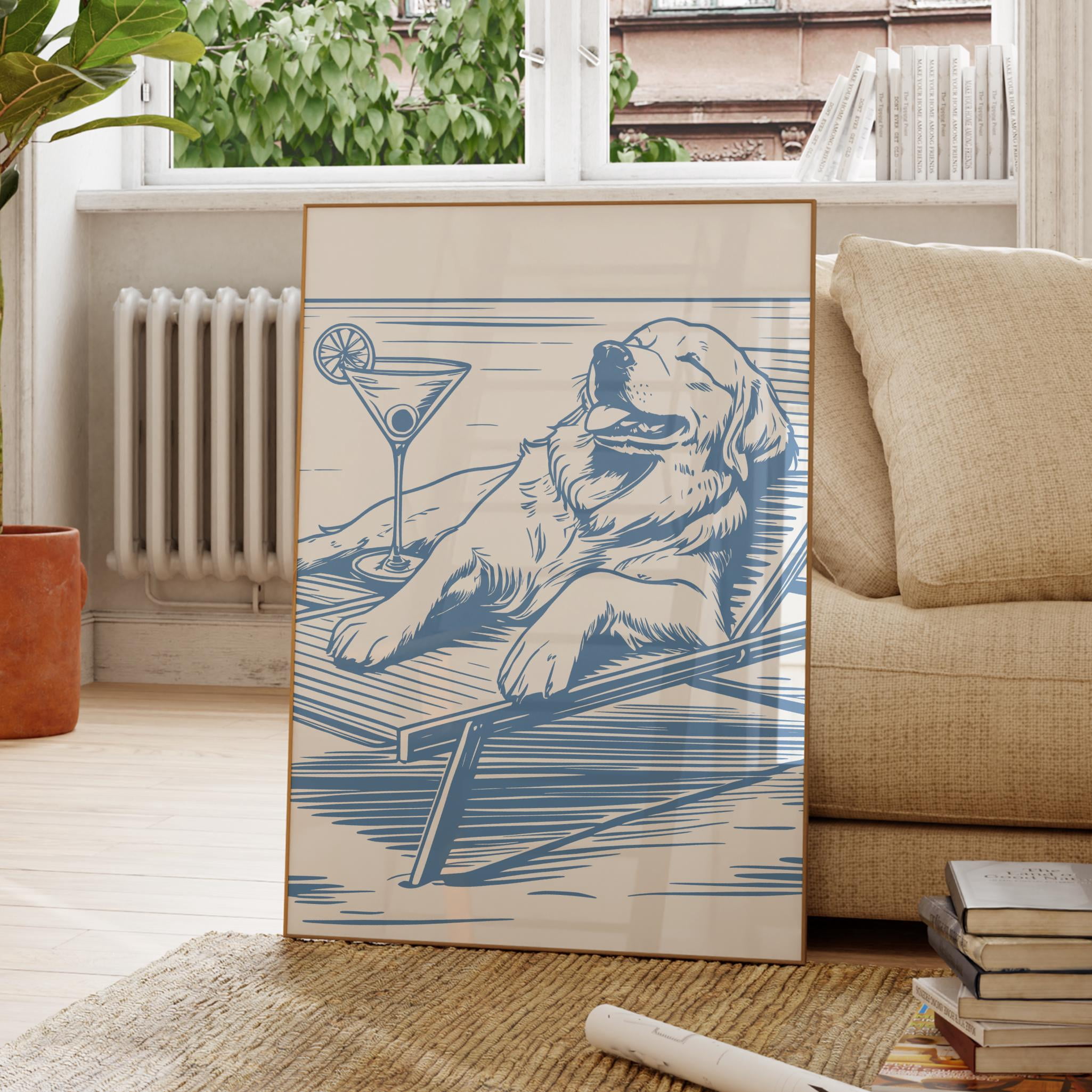 Coastal Dog Retro Cocktail Beachy Summer Poster, Poster Home Decor ...