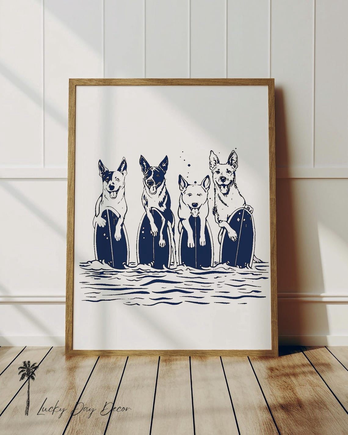 Coastal Dog Sketch Fun Hang Ten Beach Dogs Whimsical Adorable Surfing ...