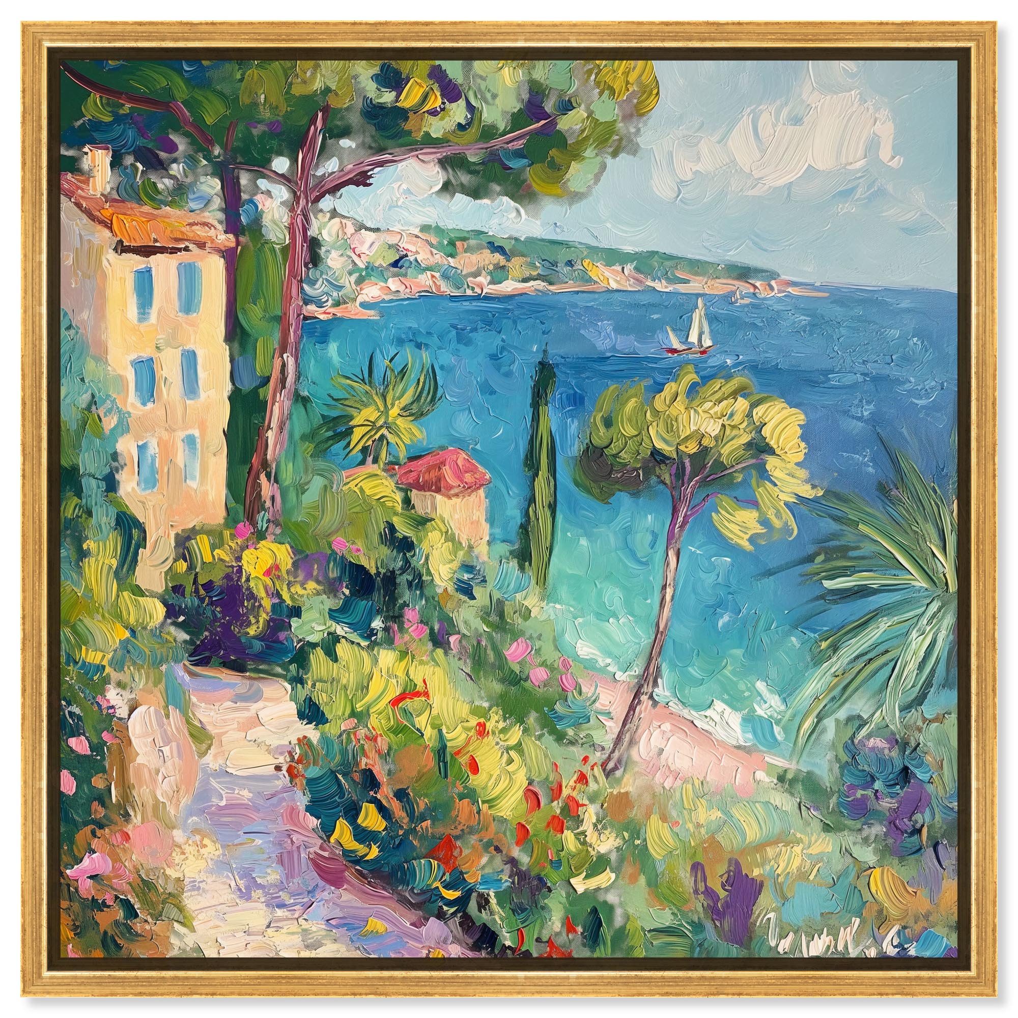 Coastal Dreamscape Canvas Classic Coastal Art by Art Remedy, Gold Frame ...