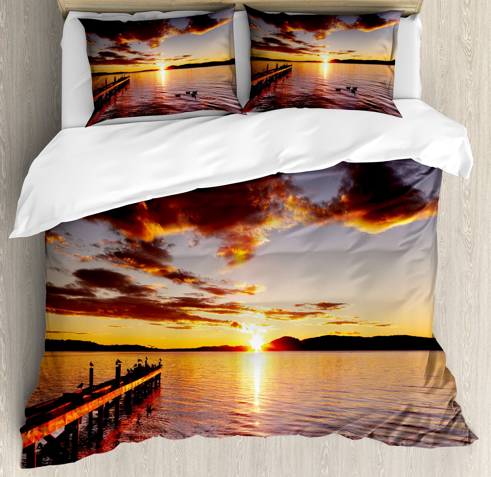 Coastal Duvet Cover Set, Lake Rotorua Dramatic Sunrise North Island New ...