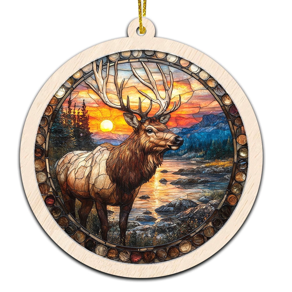 Coastal Elk Stained Glass Suncatcher Ornament – Text Christmas 2025 ...