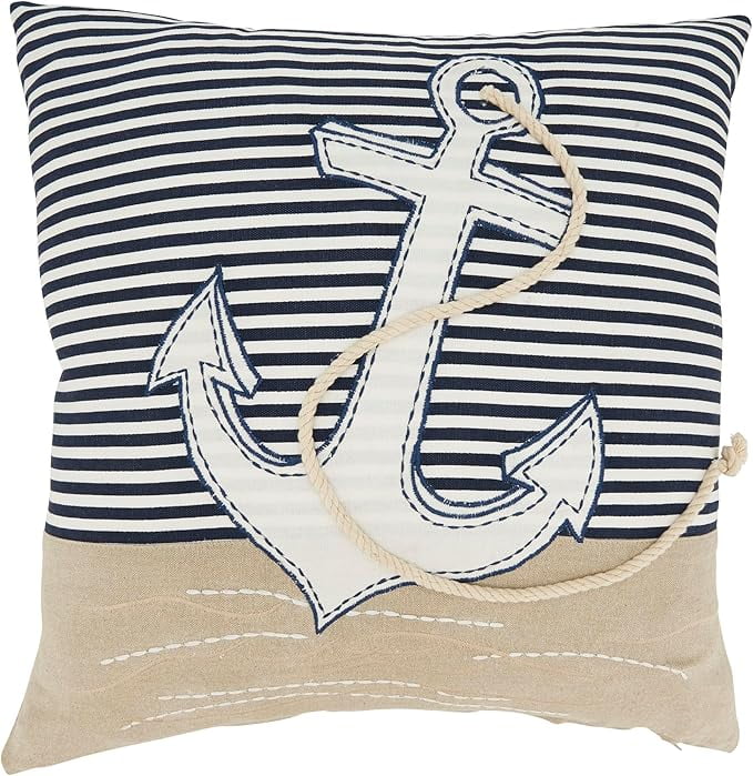 Coastal Embroidered Anchor Poly Filled Pillow - Walmart.com