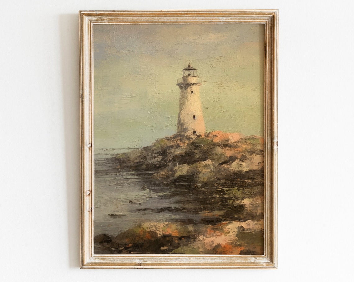 Coastal English Lighthouse Vintage Print, Farmhouse Art, Rustic ...
