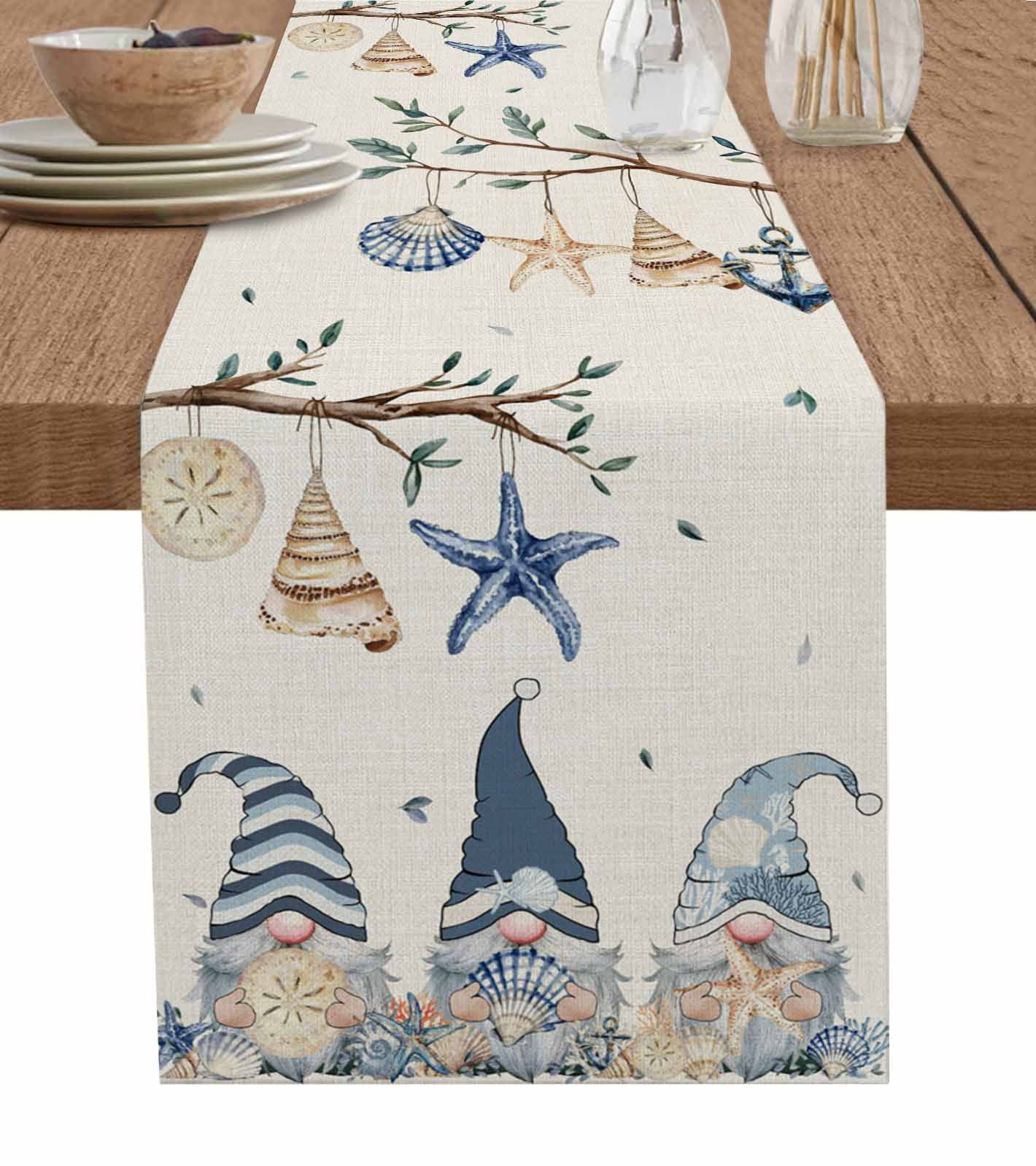 Coastal Eucalyptus Burlap Cotton Table Runner 13x120 Inches Long, Ocean ...