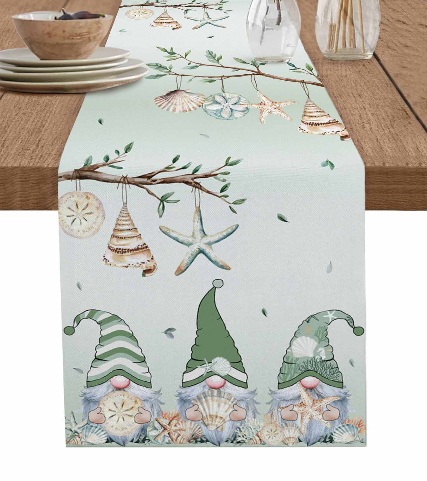 Coastal Eucalyptus Burlap Cotton Table Runner 13x90 Inches Long, Ocean ...