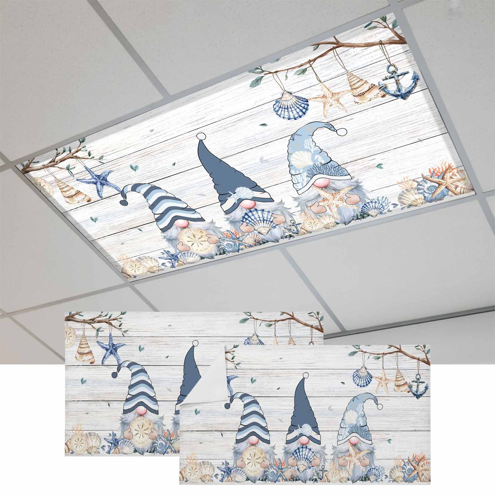 Coastal Eucalyptus Fluorescent Light Covers, Ocean Blue Gnomes Starfish ...