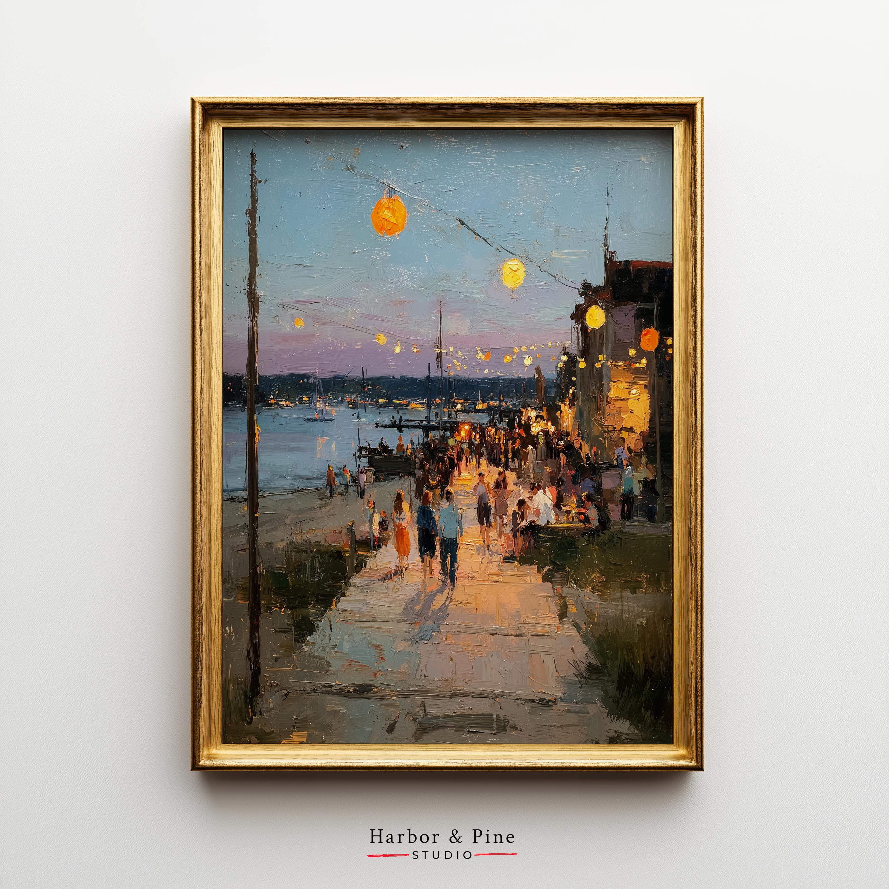 Coastal Evening Harbor Promenade Printable - Moody Summer Wall Art ...