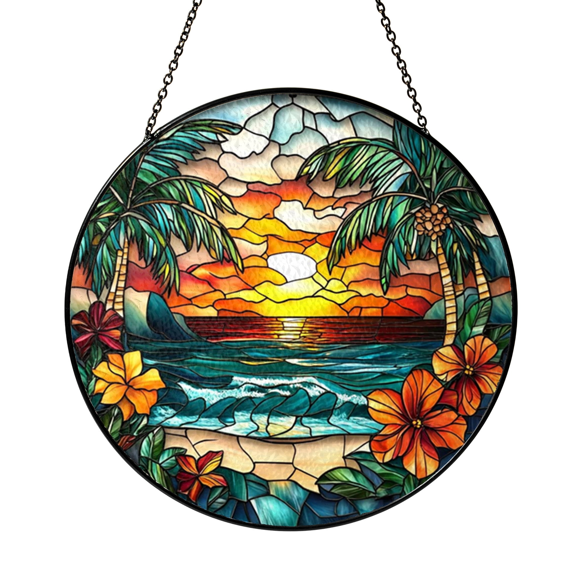 Coastal Evening Window Suncatcher – Stained Glass Style Decor - Walmart.com