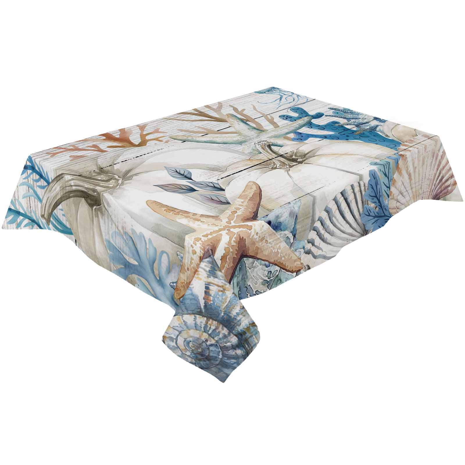 Coastal Fall Rectangle Tablecloth Waterproof & Stainproof Tablecloths ...