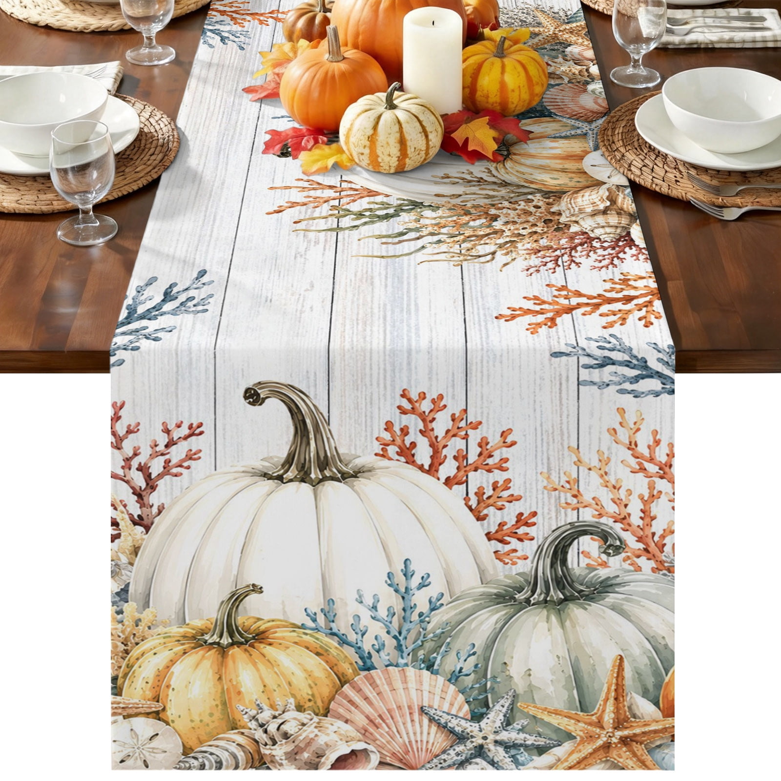 Coastal Fall Table Runner 120 Inches Long,Dining Table Runners Dresser ...