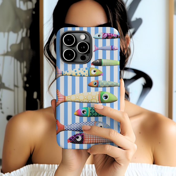 Coastal Fish Art Tough Phone Case 17 16 15 14 13 12 11 Pro Max ...