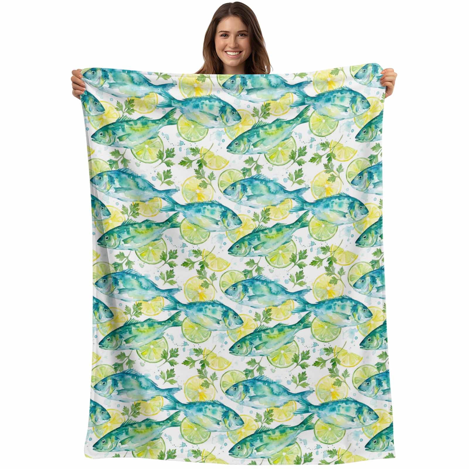Coastal Fish Blanket Soft Cozy Warm Throw Blanket for Couch, Plush ...