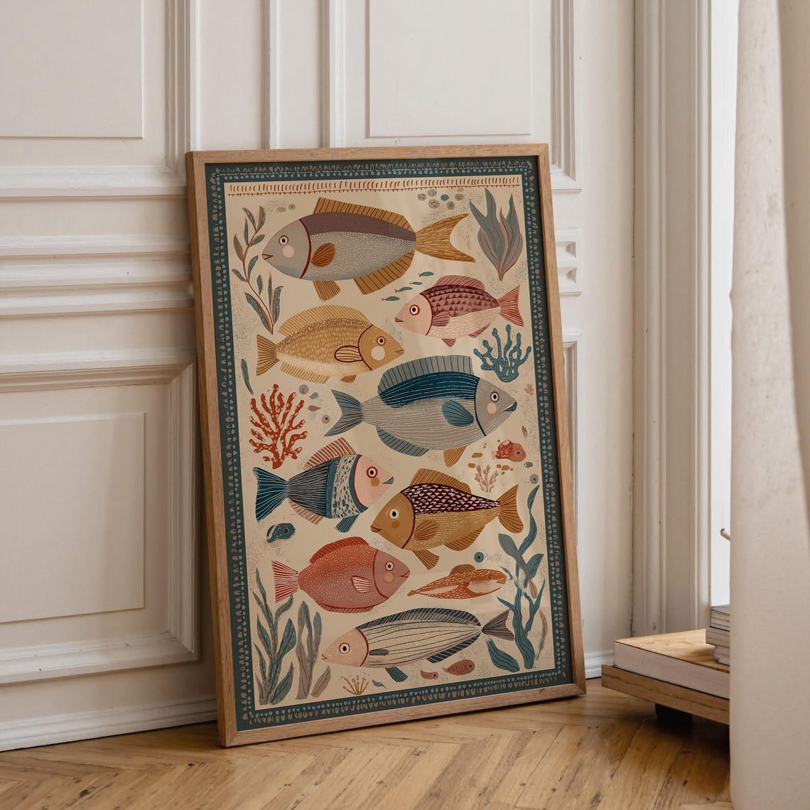 Coastal Fish Folk Illustration Nautical Wall Art Beach House Decor ...