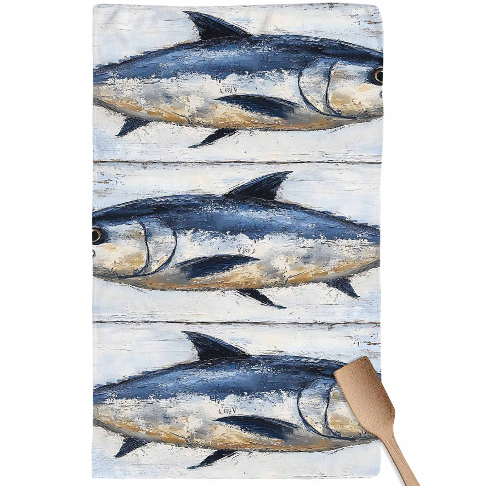 Coastal Fish Kitchen Towel Dish Cloths Set of 1, Microfiber Soft ...