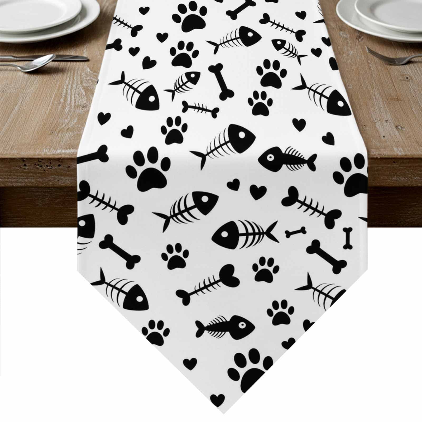 Coastal Fish Table Runner Linen Burlap Table Runner 72 Inches Long ...