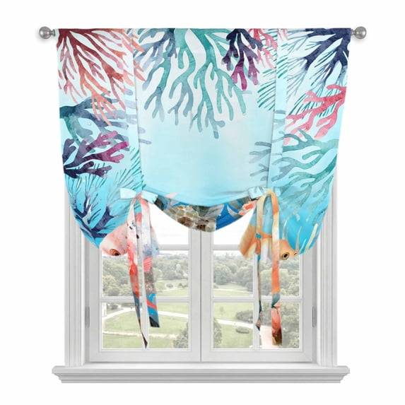 Coastal Fish Tie Up Curtains for Window, Thermal Insulated Balloon ...
