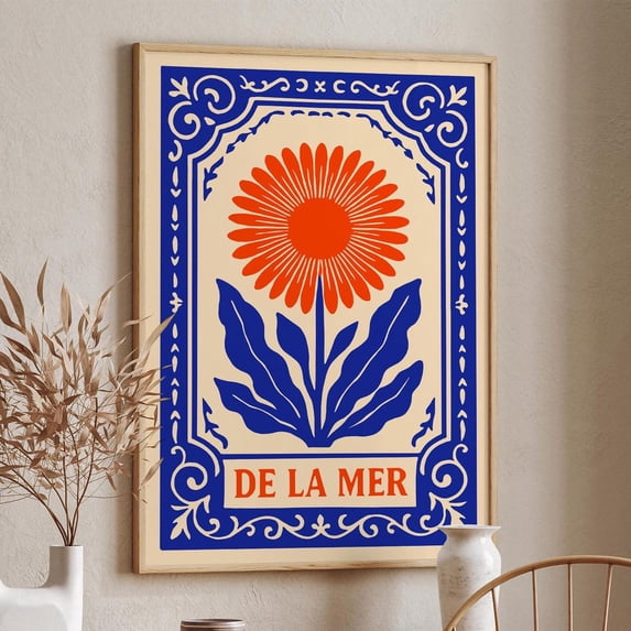 Coastal Floral Art Nautical Boho Beach House Decor, Unframed Paper ...