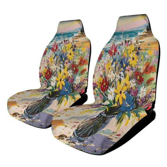 Coastal Floral Sunset Car Seat Covers Front Seats Universal Fit for ...