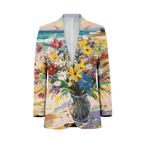 Coastal Floral Sunset Customized Men's Suits full man Shawl Collar ...