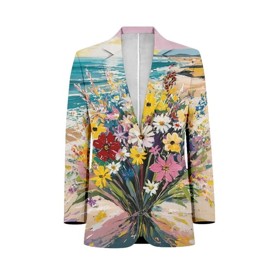 Coastal Floral Sunset Men Blazers Slim Clothing Summer Jacket Man ...